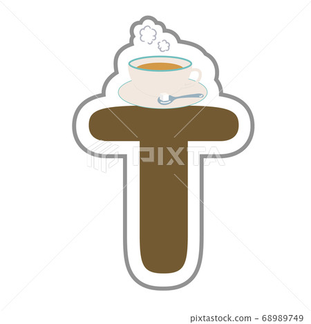 T Tea Cute alphabet English letters Decorative... - Stock Illustration ...