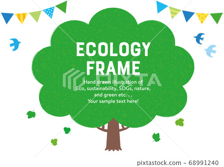 Ecology hand-painted frame on wood Horizontal... - Stock Illustration ...