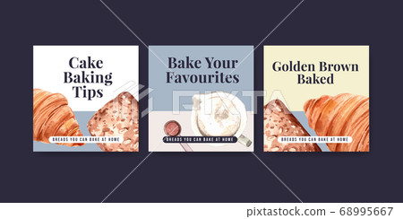 Ads template with bakery design for brochure and - Stock Illustration ...