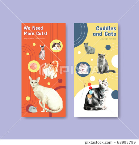 Flyer template design with cute cat for - Stock Illustration [68995799 ...