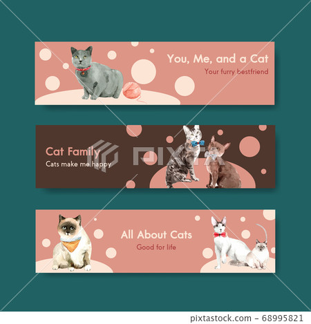 Cute cats banner template design for advertise and - Stock Illustration ...