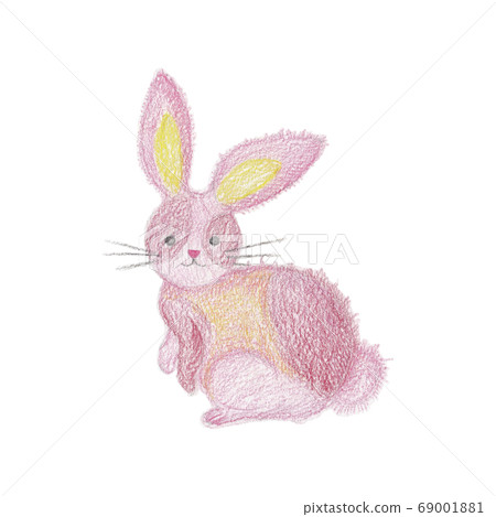 Pink Bunny. Hand drawn illustration. Drawing... - Stock Illustration ...