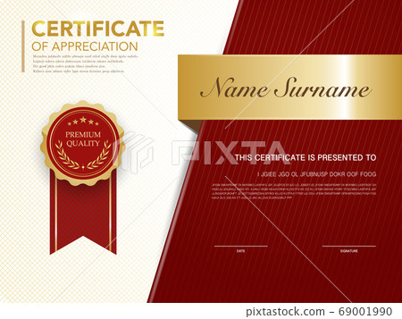 diploma certificate template red and gold color... - Stock Illustration ...