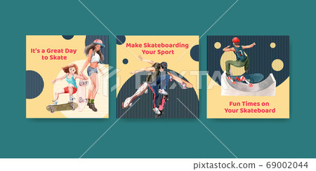 Ads template with skateboard design concept for - Stock Illustration ...