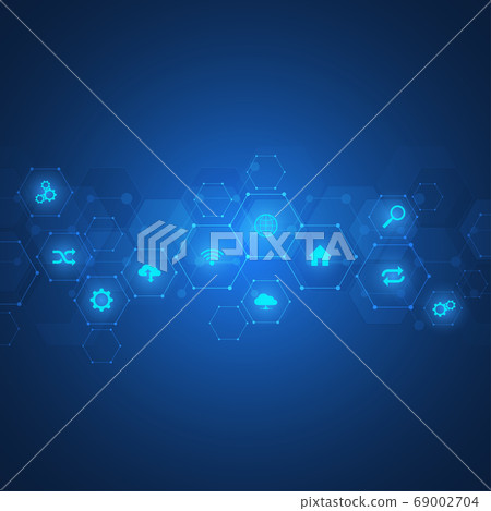 Technology background with flat icons and... - Stock Illustration ...