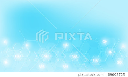 Abstract chemistry pattern on blue background... - Stock Illustration ...