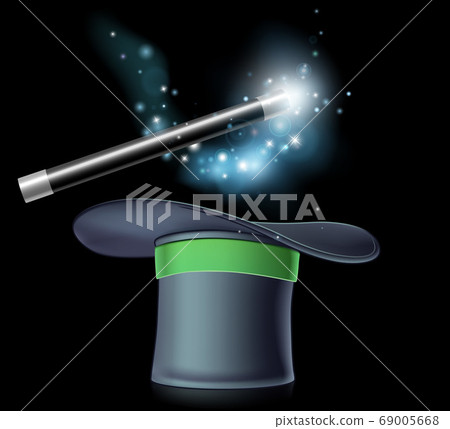 Magic Wand Magician Top Hat Illustration-插圖素材 [69005668] - PIXTA圖庫