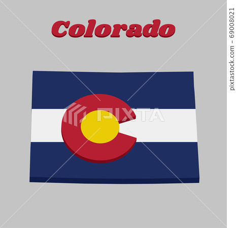 3D Map outline and flag of Colorado, - Stock Illustration [69008021 ...