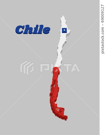 3D Map outline of and flag Chile, - Stock Illustration [69009127] - PIXTA