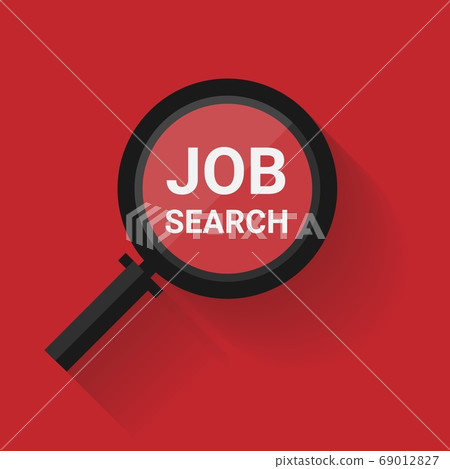 Job search vector illustration with magnifying... - Stock Illustration ...