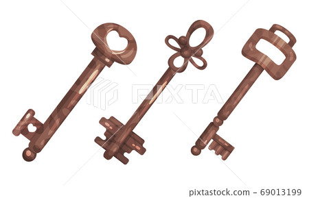Copper Key as Device for Closing and Opening... - Stock Illustration ...