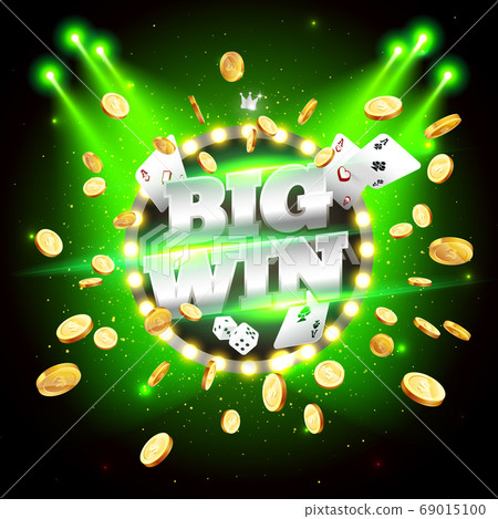 The word Big Win, surrounded by a luminous green - Stock Illustration ...