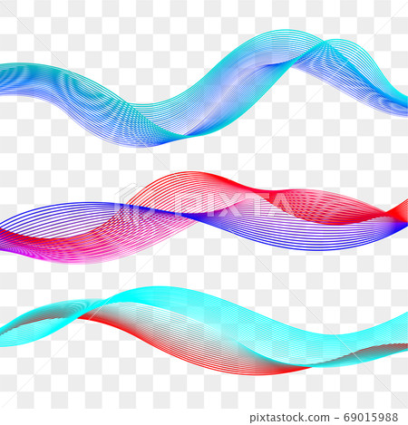 Set of wavy design elements. Curved moving lines - Stock Illustration ...