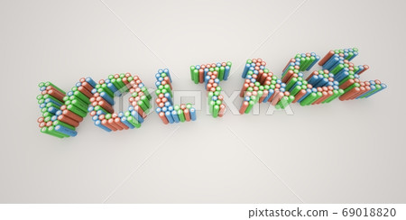 VOLTAGE word made with batteries, wide shot.... - Stock Illustration ...