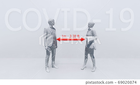 Avoid close contact in COVID-19 3D graphic concept - Stock Illustration ...