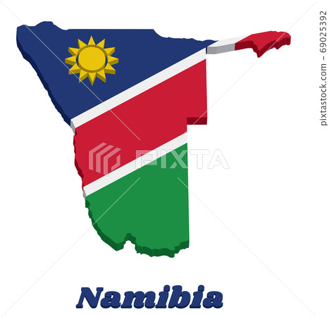 3D Map outline and flag of Namibia, - Stock Illustration [69025392] - PIXTA