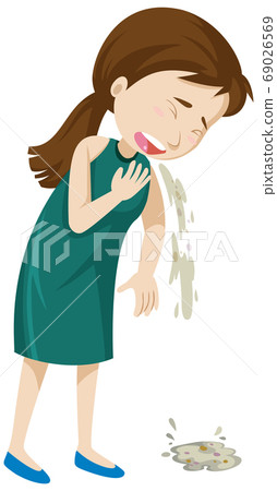 A girl vomit isolated - Stock Illustration [69026569] - PIXTA
