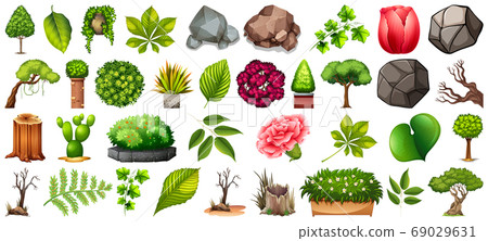 Set of different nature isolated on white - Stock Illustration ...