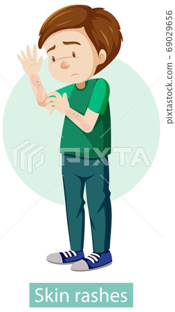 Cartoon character with skin rashes symptoms - Stock Illustration ...