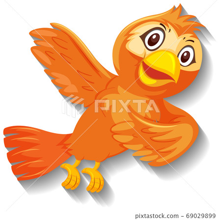 Cute orange bird cartoon character - Stock Illustration [69029899] - PIXTA