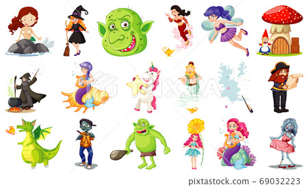 Set of fantasy cartoon characters and fantasy - Stock Illustration ...