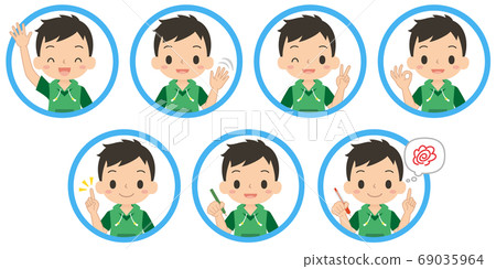 Smiling boy icon set children illustration - Stock Illustration ...
