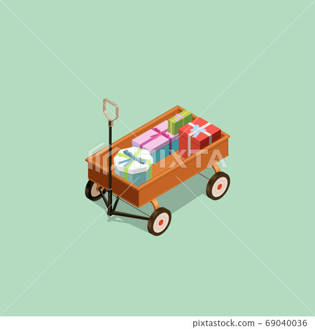 Isometric wagon with lots of gifts. - Stock Illustration [69040036] - PIXTA