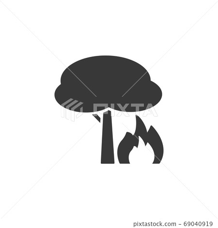 Fire and tree. Isolated icon. Weather glyph... - Stock Illustration ...