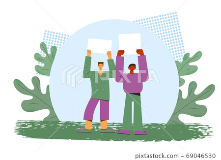 People taking part protest, parade or rally. - Stock Illustration ...