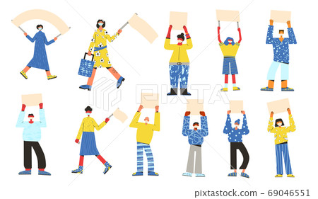 People taking part protest, parade or rally. - Stock Illustration ...