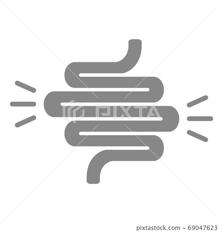 Intestine with acute pain grey icon. Ulcerative... - Stock Illustration ...