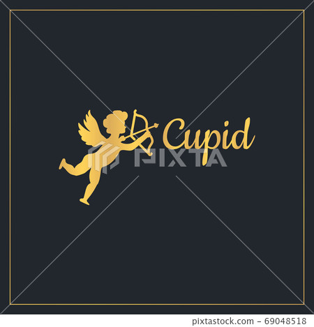 Golden cupid and lettering composition design... - Stock Illustration ...