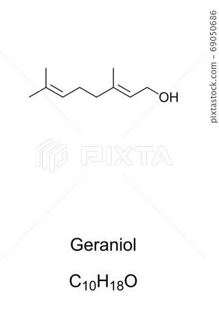 Geraniol, chemical structure. Primary component... - Stock Illustration ...