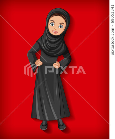 Beautiful arabic lady cartoon character - Stock Illustration [69053341 ...