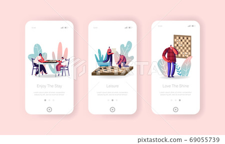 People Playing Chess Mobile App Page Onboard... - Stock Illustration ...