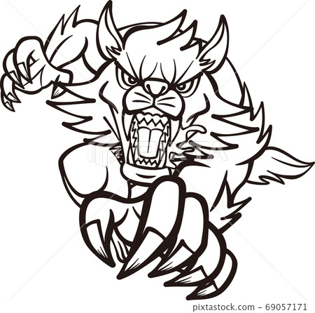 Werewolf 2 who seems to jump [2 head and body,... - Stock Illustration ...