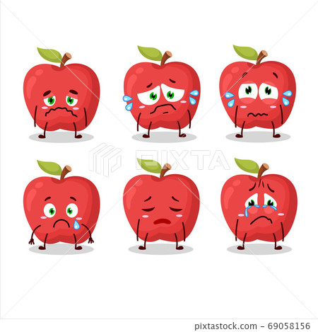 Apple cartoon in character with sad expression - Stock Illustration ...
