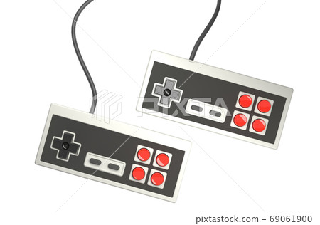 Retro computer gaming controller joystick on a... - Stock Illustration ...