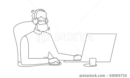 Man Coder Development Programming Computer... - Stock Illustration ...