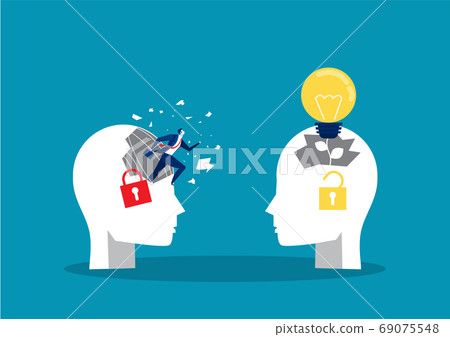 businessman and breakthrough fixed thinking... - Stock Illustration ...