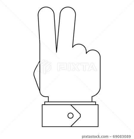 Victory gesture icon, outline style. - Stock Illustration [69083089 ...