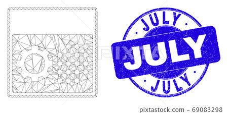 Blue Scratched July Stamp and Web Carcass... - Stock Illustration ...