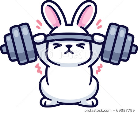 Gym bunny, rabbit lifting barbell - Stock Illustration [69087799] - PIXTA