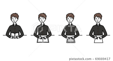 School run boys reading and writing at school - Stock Illustration ...
