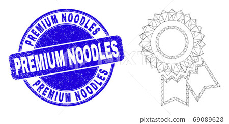 Blue Grunge Premium Noodles Stamp and Web... - Stock Illustration ...
