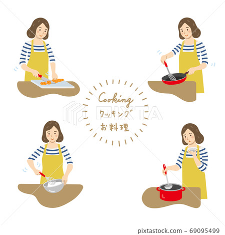Woman pose to cook - Stock Illustration [69095499] - PIXTA