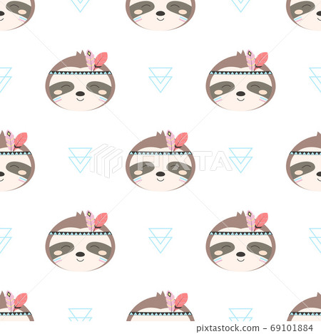 cute sloth pattern isolated on white background - Stock Illustration ...