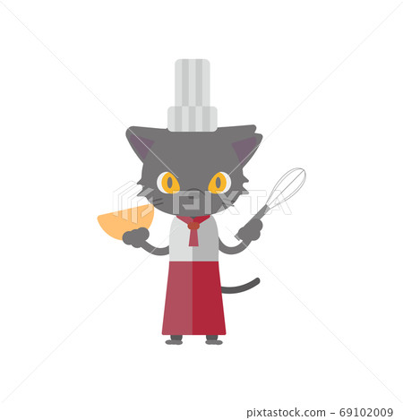 Illustration material of black cat of pastry chef - Stock Illustration ...
