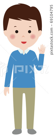 Male greeting cute character - Stock Illustration [69104795] - PIXTA
