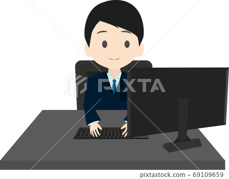 Illustration of a businessman working with a... - Stock Illustration ...